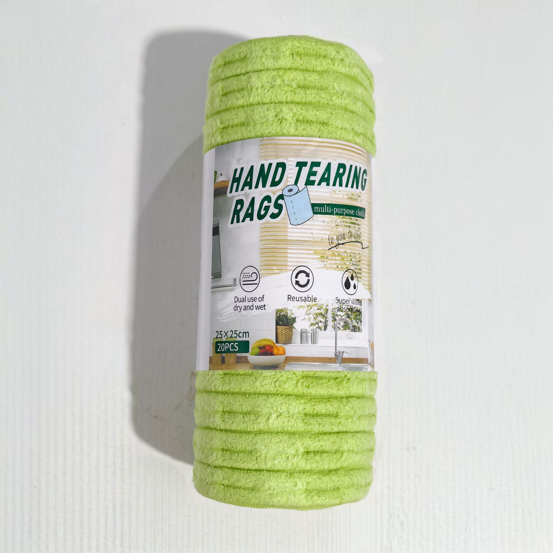 Зеленая тряпка из флиса для кухни 25x25 см, 20 шт, абсорбирующая для мытья посуды и уборки