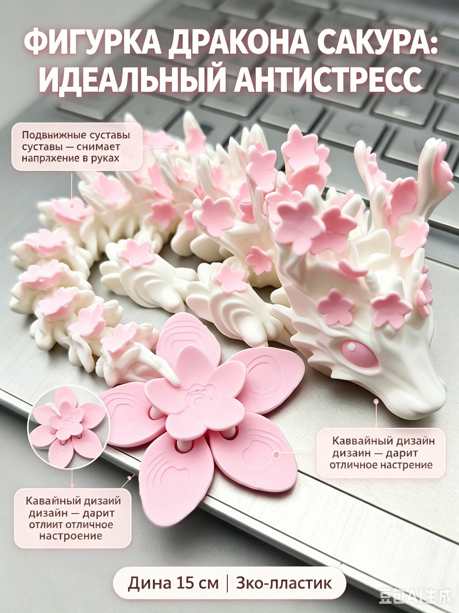 Сувенирная Розовый, высота 9 см, длина 15 см
