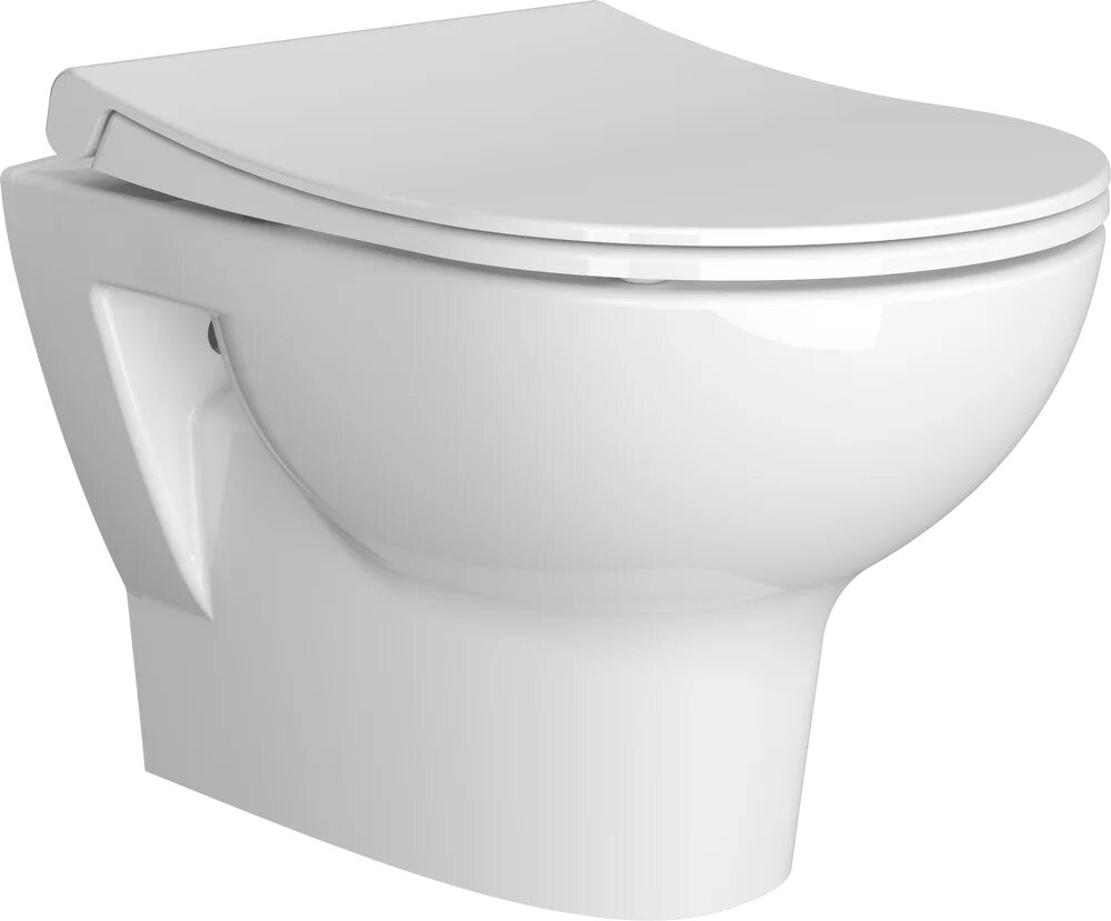 Унитаз подвесной VitrA Zentrum 5795B003-6077 с микролифтом, безободковый, без бачка, фарфоровый, белый, глянцевый, овальный, сиденье для унитаза в комплекте