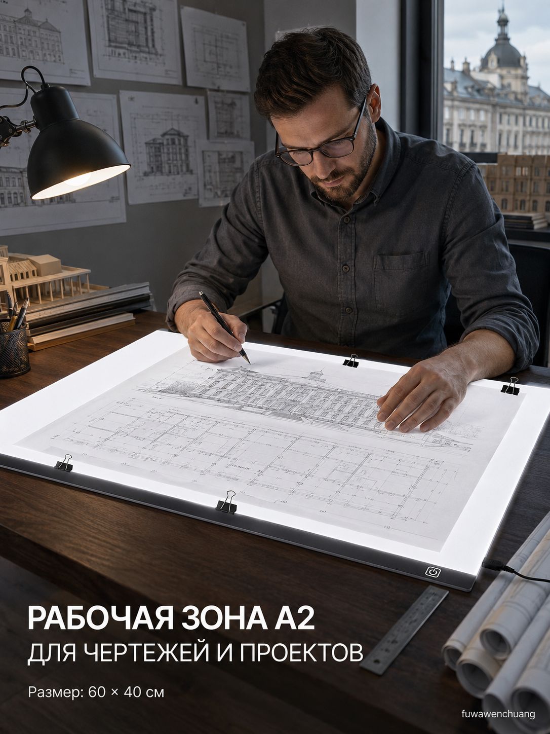 Световой планшет A2 для рисования и копирования 6040 см, сенсорная регулировка яркости, для художников, архитекторов и