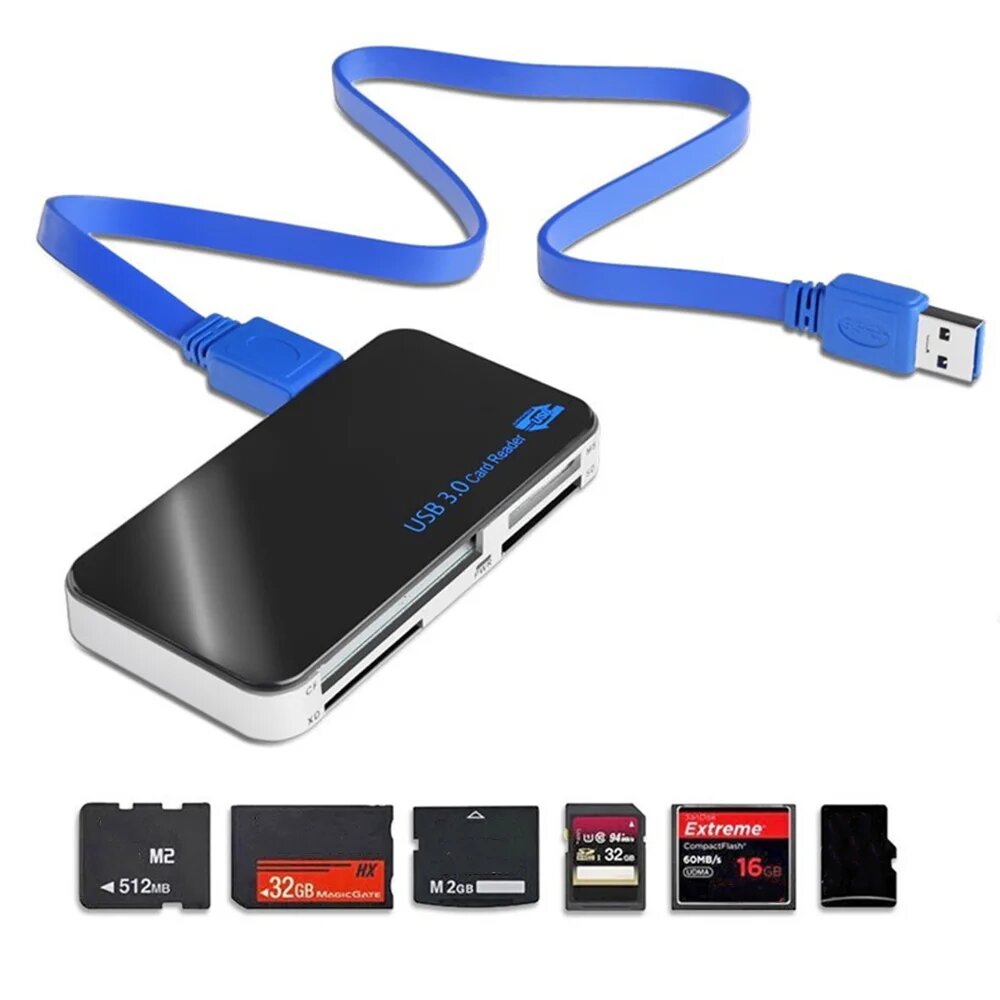 Адаптер для чтения карт памяти USB 3.0 All-in-1 Compact Flash 5 Гбит/с Высокоскоростной USB-кардридер для безопасных цифровых карт TF SD XD CF