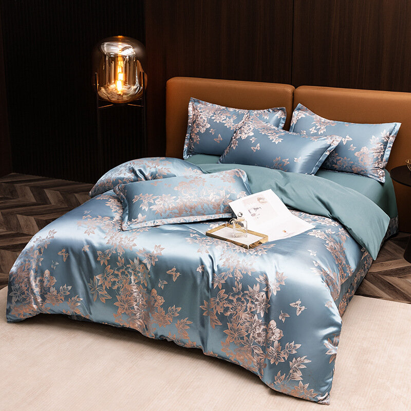 Комплект постельного белья Paris Night Style из жаккардового сатина 150x200 см, 3 шт, простыня и покрывало