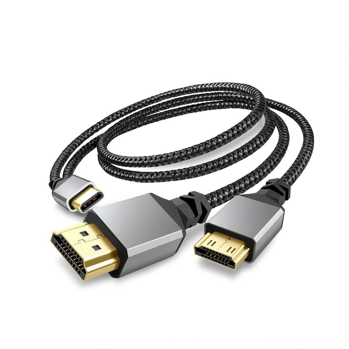 Кабель Mini HDMI 0.3 метра 4K 60 Гц 2.0 версии позолоченные разъёмы прочная оплетка из текстиля