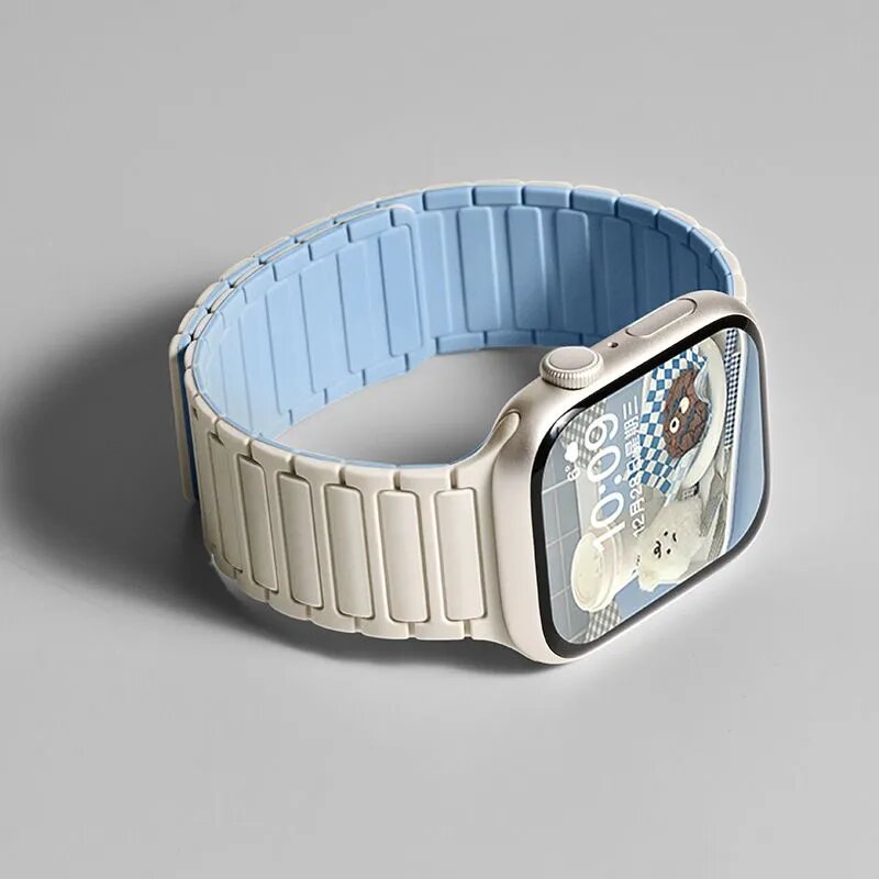 Ремешок для Apple Watch 42mm, 44mm 45mm, 46mm 49mm магнитный силиконовый, ремешок для смарт часов Apple Watch Series 1-10 , SE и Ultra 42mm (Series 3) 44mm 45mm 49mm