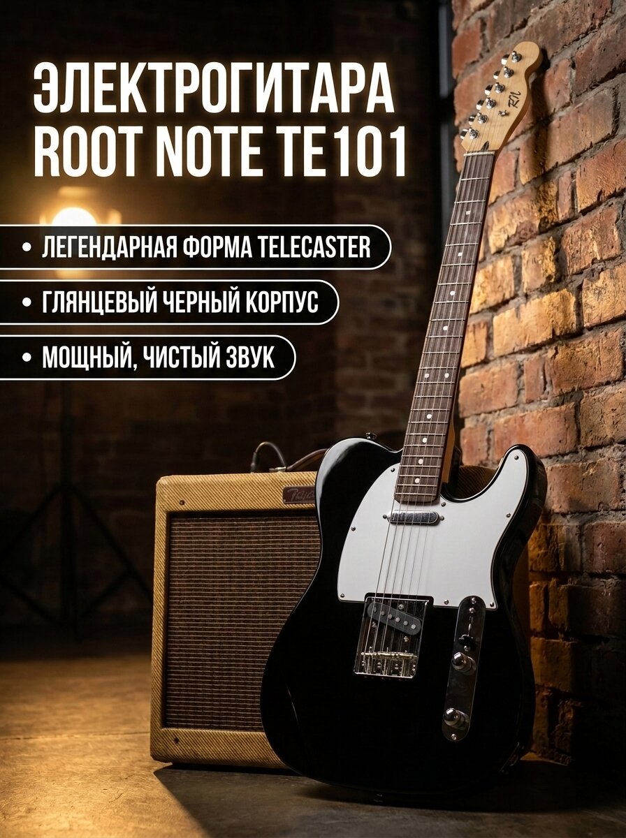 Электрогитара, черная, RN Guitars TE101-BLK