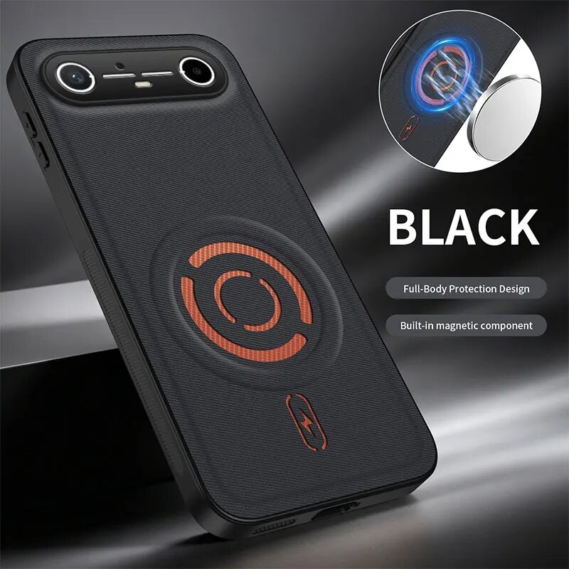 Ударопрочный магнитный чехол для Tecno Pova Slim, Tecno Spark Slim, Текно Спарк Слим, Черный, black