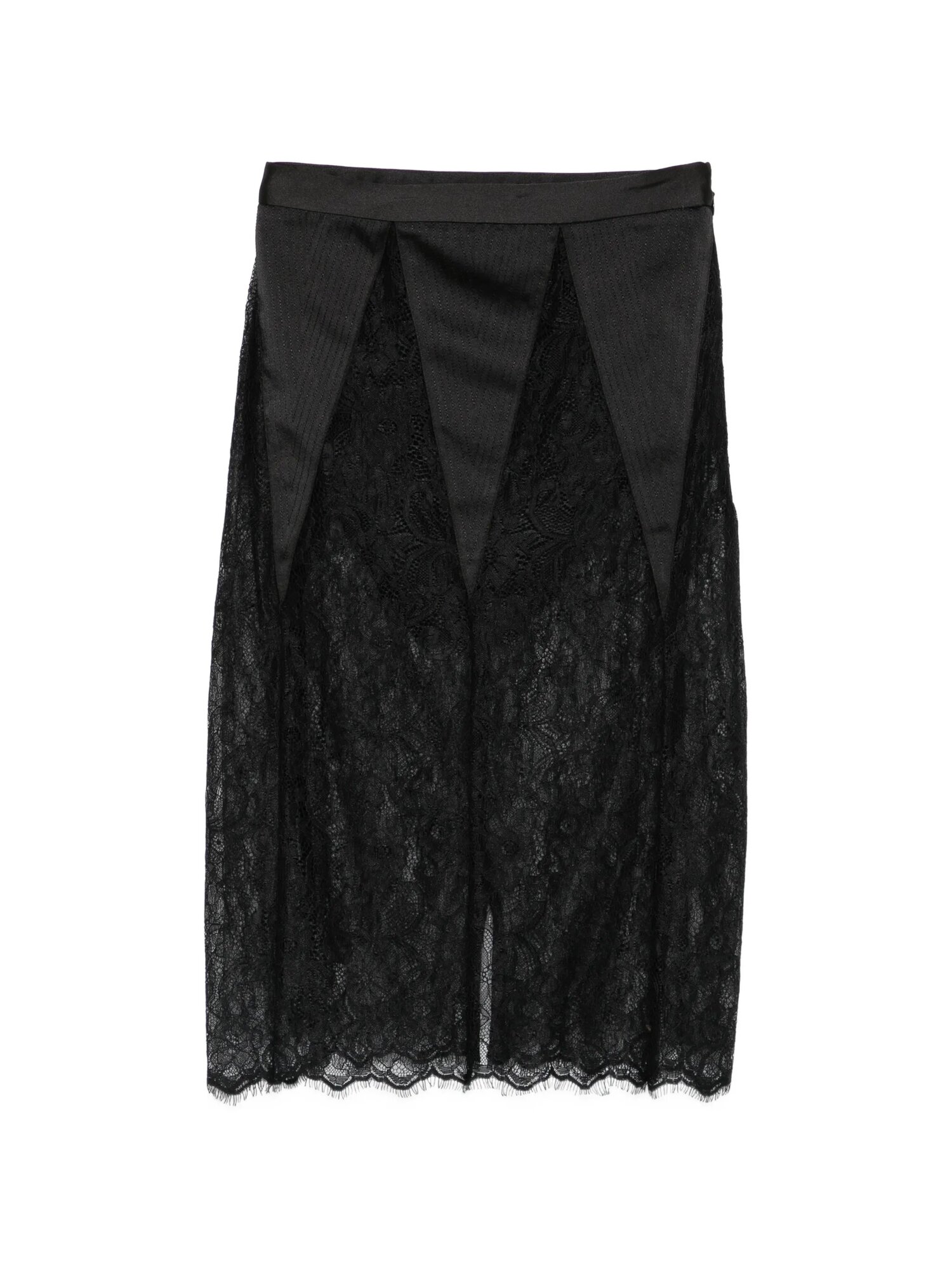Юбка Lace-panelled satin-finish midi pencil skirt