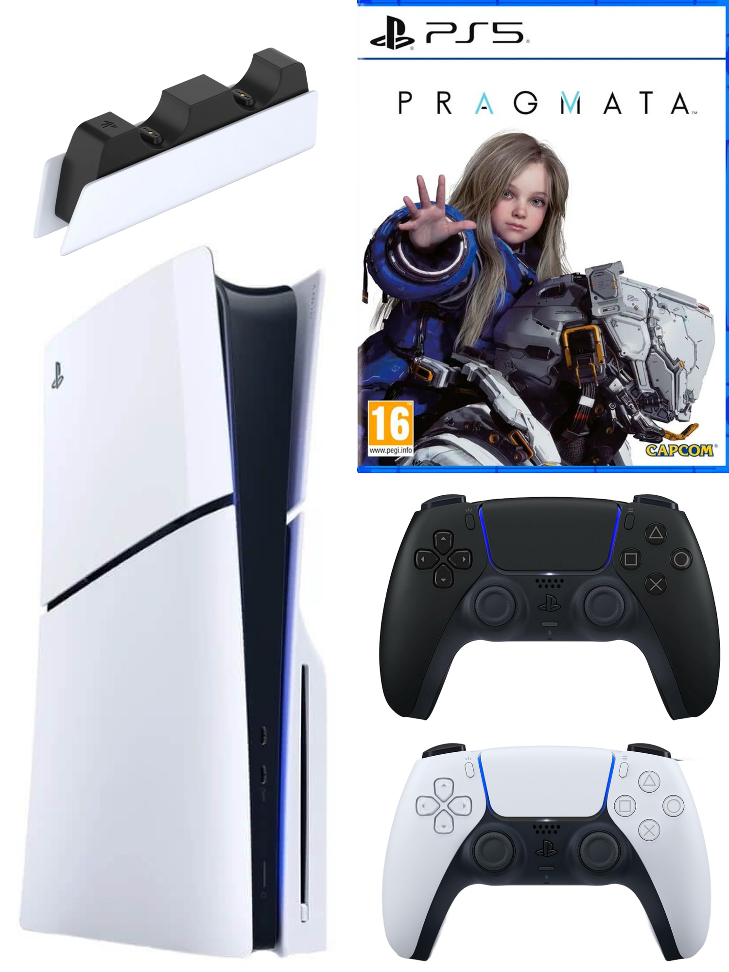 Игровая приставка Sony PS 5 Slim, 1ТБ(с дисководом)+2 геймпад+Зарядная станция+Pragmata (подробности в чате)