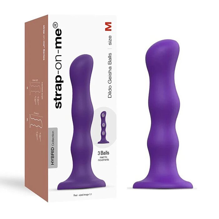 Фаллоимитатор-насадка «STRAP-ON-ME Geisha Balls», фиолетовый, размер M
