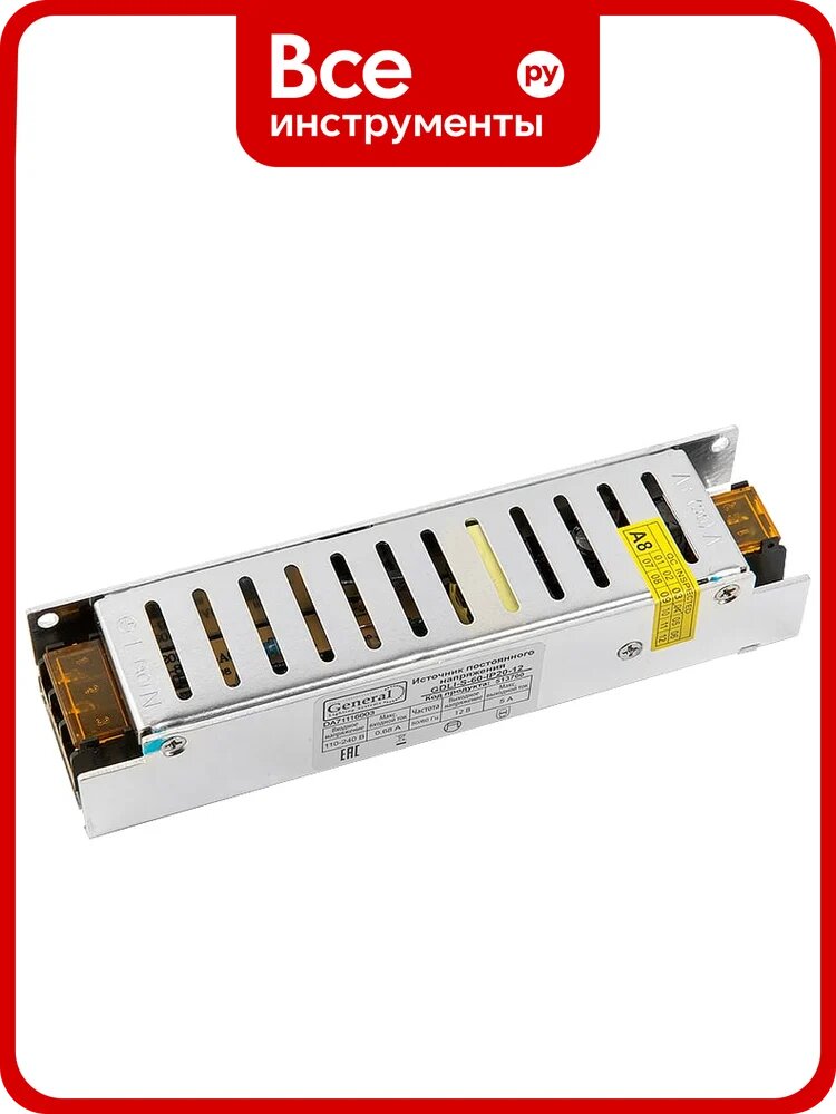 Блок питания (драйвер) для светодиодной ленты General Lighting Systems 60Вт, 12В, IP20, GDLI-S-60-IP20-12, 513700