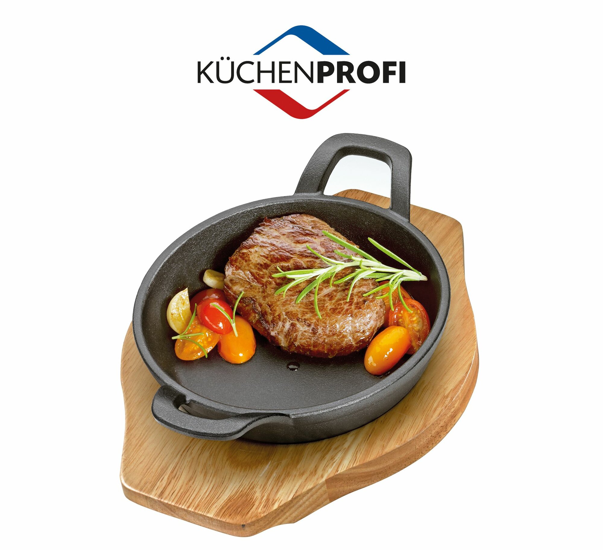 Форма для запекания и сервировки с деревянной подставкой BBQ KUCHENPROFI, 20х9х25 см, чугун