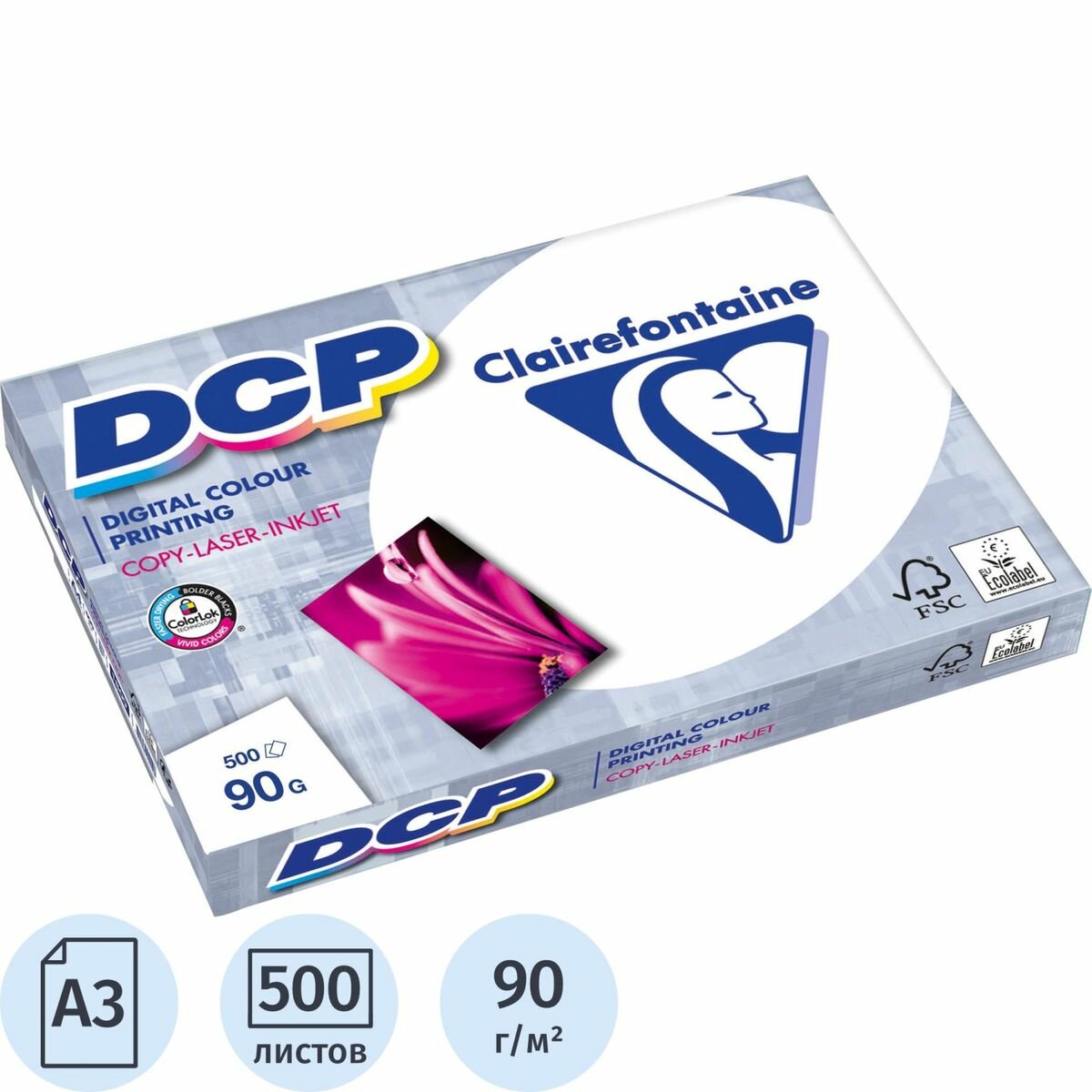 Бумага для цветной лазерной печати DCP (А3, 90г, 170% CIE) пачка 500л. (1834C)