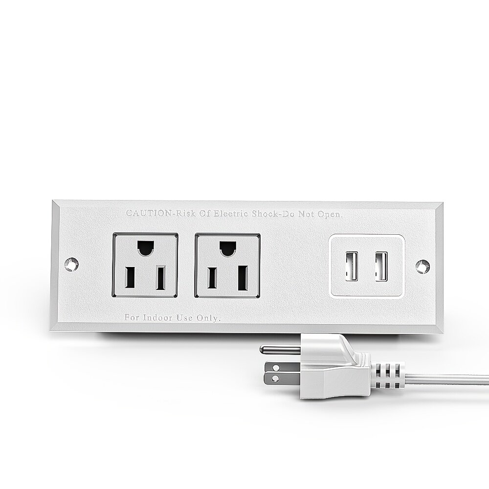 Встраиваемая в стол розетка с USB-портом 2.1A, для конференц-стола, белого цвета, с кабелем 1,5 м