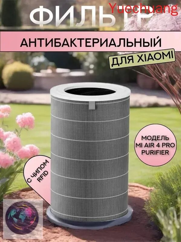 Фильтр для очистителя воздуха Xiaomi Smart Air Purifier 4-Pro, антибактериальный (Серый) HEPA H12 c чипом RFID (BHR5062GL, M15R-FLP-GL, AC-M15-SC)