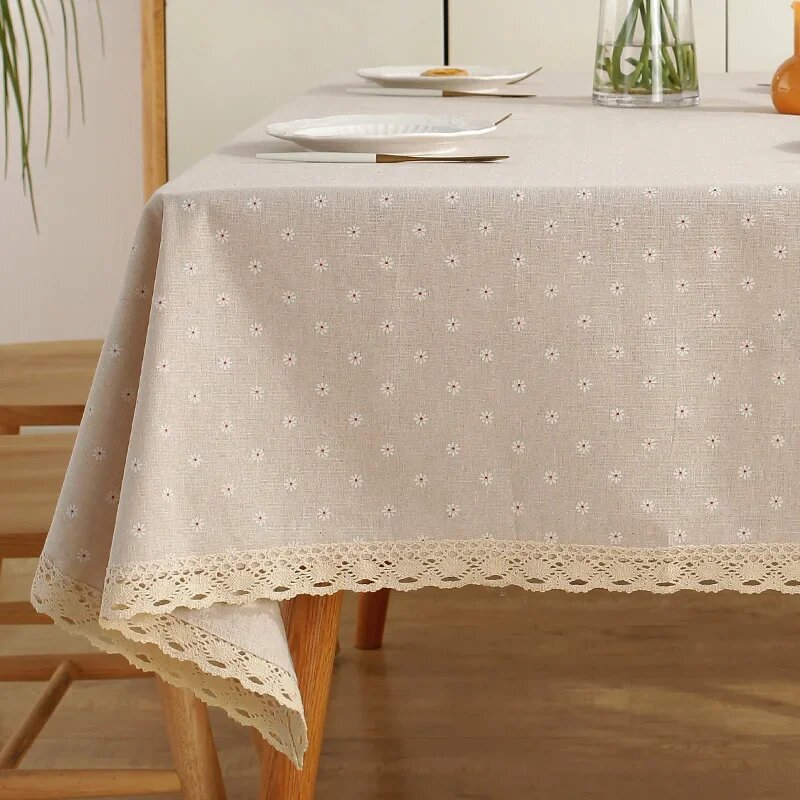 Хлопковая льняная скатерть с цветочным узором 90X90cm, Style 6