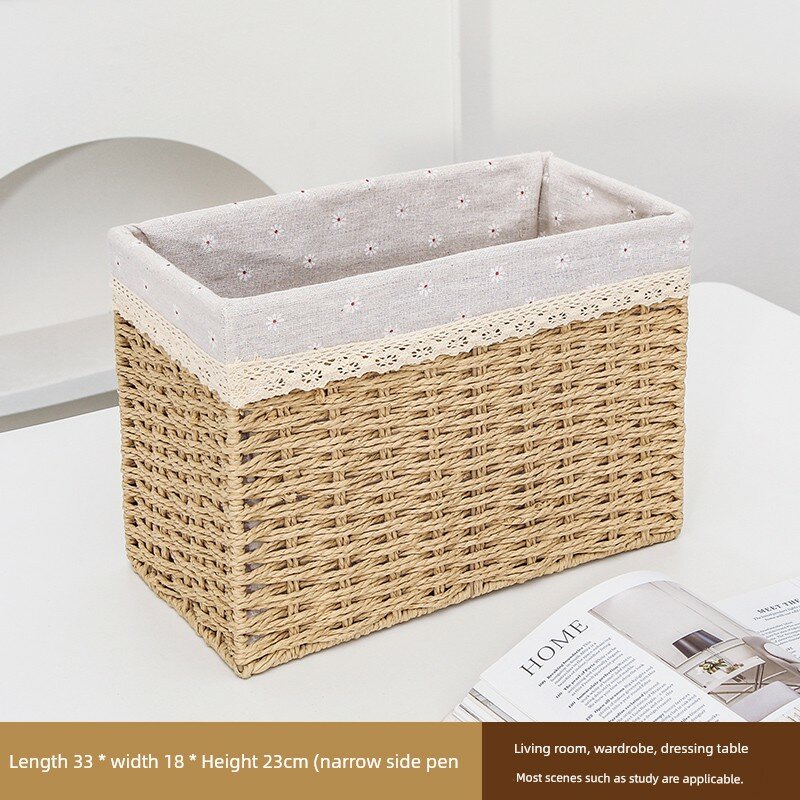 Большая корзина из плетеной лозы для узких мест, габариты 33x18x23 см, органайзер для закусок и пульта на столе