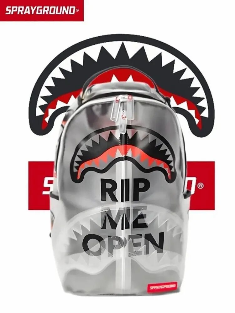 Рюкзак Sprayground Sharkmouth Rip Me Open серебристый школьный спортивный рюкзак из политекса для взрослых