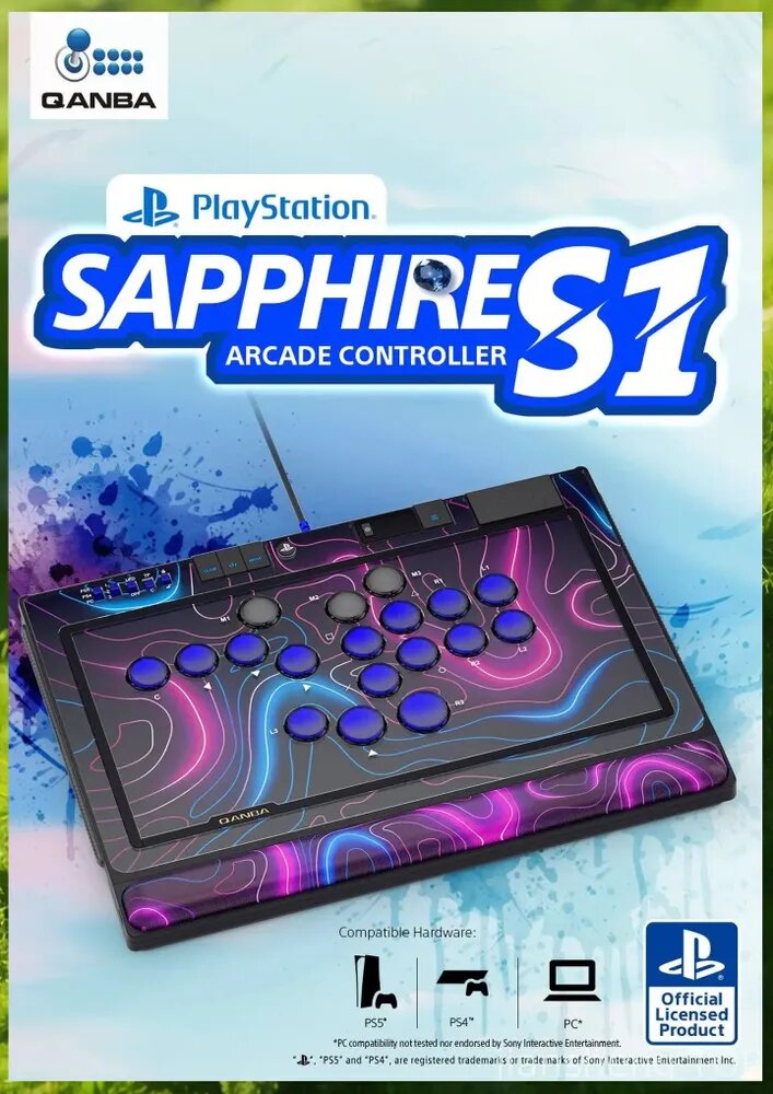 Аксессуар для игровых консолей Qanba Sapphire S1 с подсветкой и совместимостью с PS5