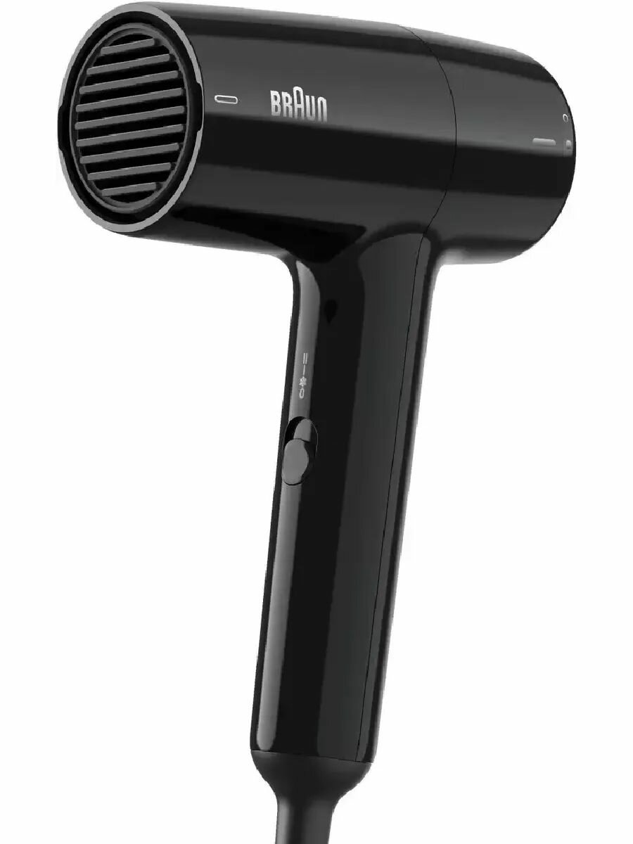 Фен для волос Braun BRHD150E, 1800 Вт, 2 скорости, 2 температурных режима, холодный воздух, 1 насадка, черный — фото 1