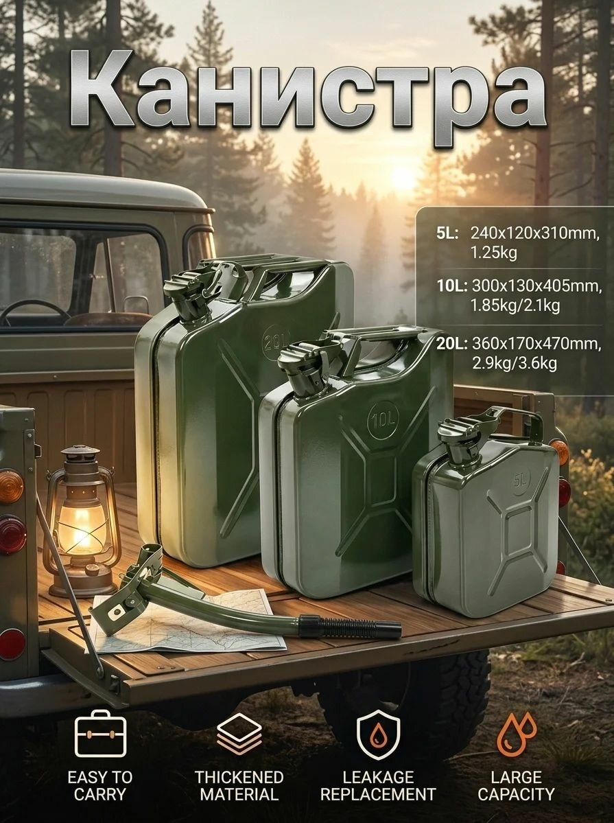 Металлическая канистра, для бензина и дизельного топлива, 20л