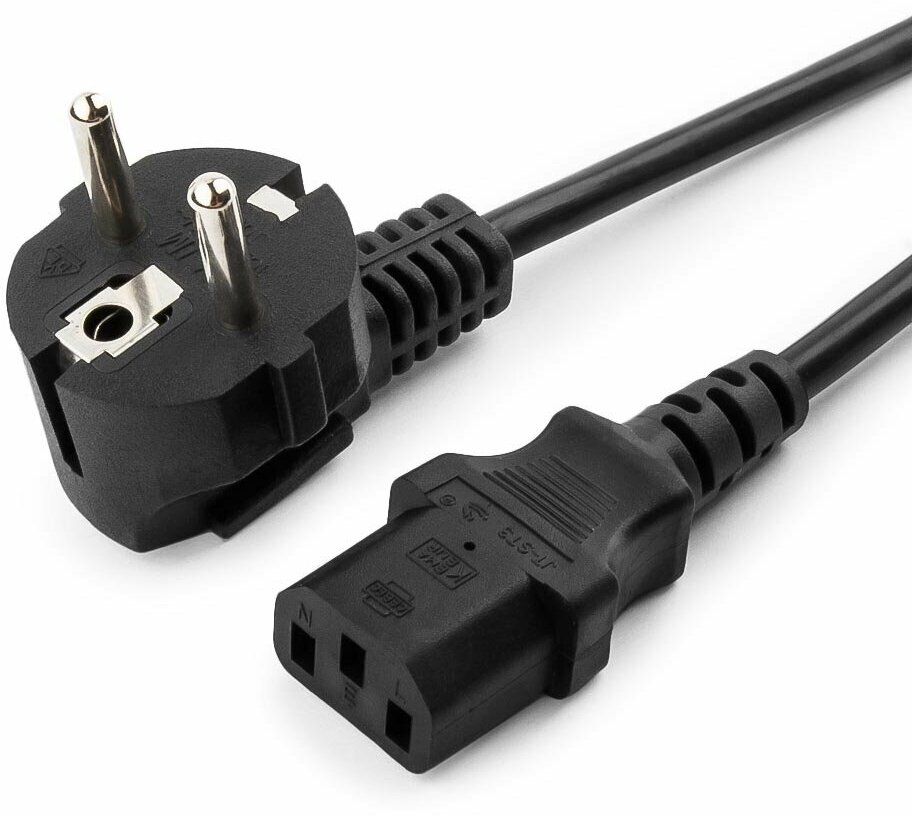 Кабель питания Cablexpert 5.0м, Schuko- C13, Vde, 10А, черный, с зазем. Cablexpert Pc-186-vde-5m