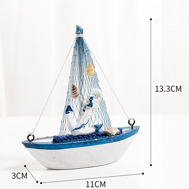 Модель кораблика с креплением якоря для декора, 5,5x3x2 см
