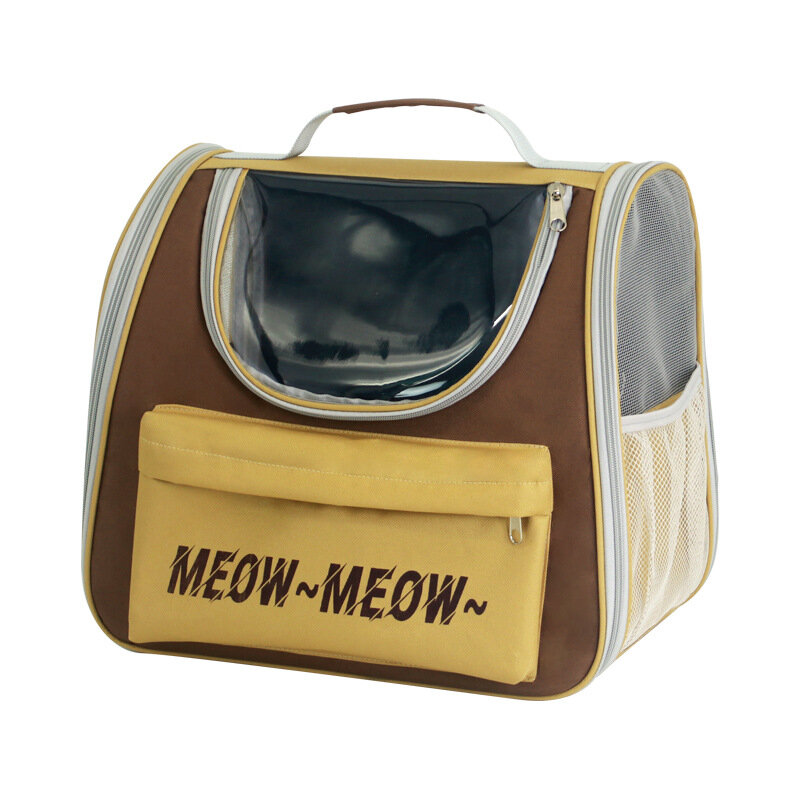 MEOW Наружный плечевой рюкзак для кошек и собак в кофейном и светло-коричневом цвете - Натуральный