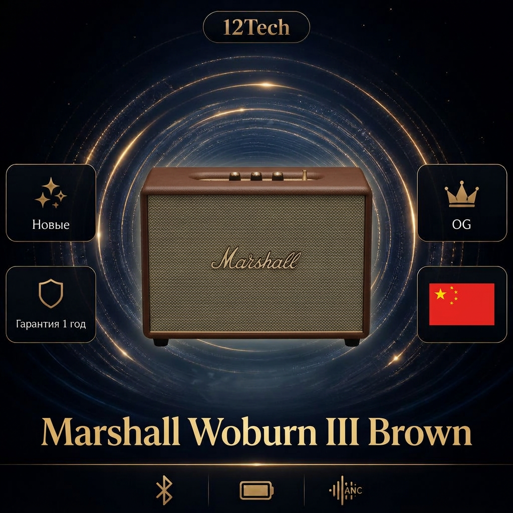 Акустика Marshall Woburn III, Портативная колонка Marshall Woburn 3 Brown, Маршал Woburn 3 коричневый