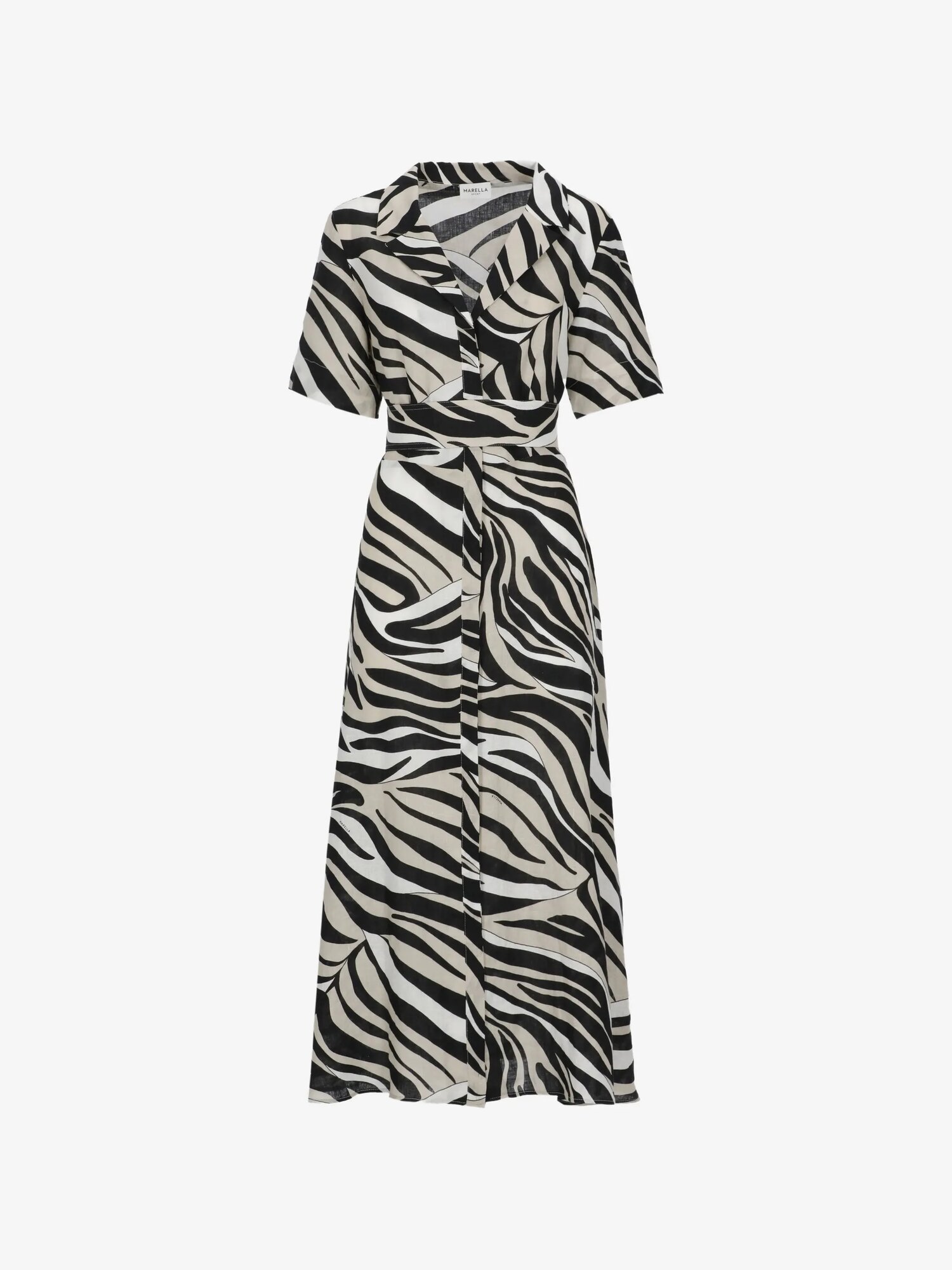 Платье Marella Zebra-print belted midi shirt dress