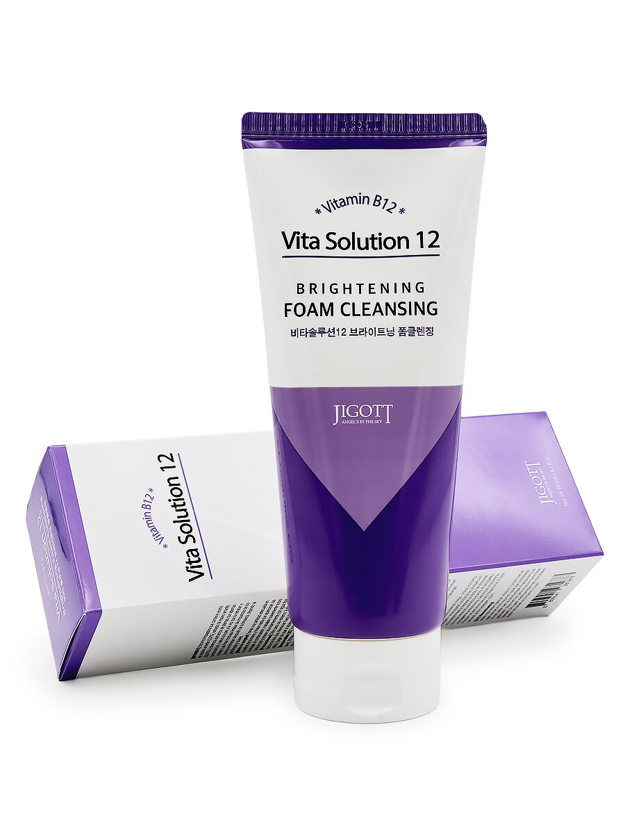 Jigott Пенка для умывания осветляющая с витамином B12 Vita Solution 12 Brightening Foam Cleansing, 180 мл