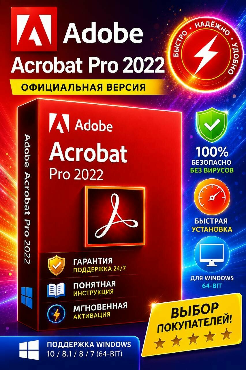 Adobe Acrobat PRO DC 2022 — максимальная версия Бессрочный ключ активации, с обновлениями