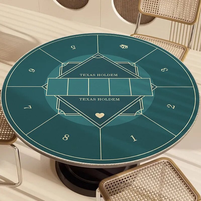 Круглое сукно для покера Texas Hold'em, размер 90х90 см, темно-зеленый, светло-синий, зеленый
