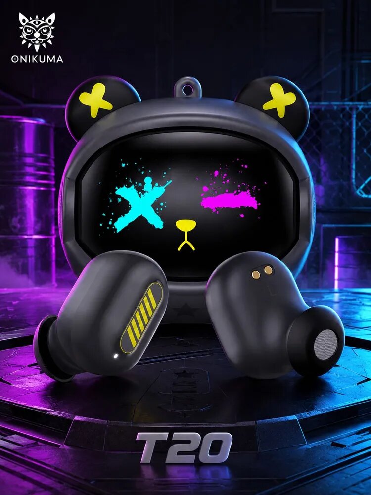 ONIKUMA Наушники беспроводные с микрофоном ONIKUMA T20, Bluetooth, USB Type-C, черно-серый
