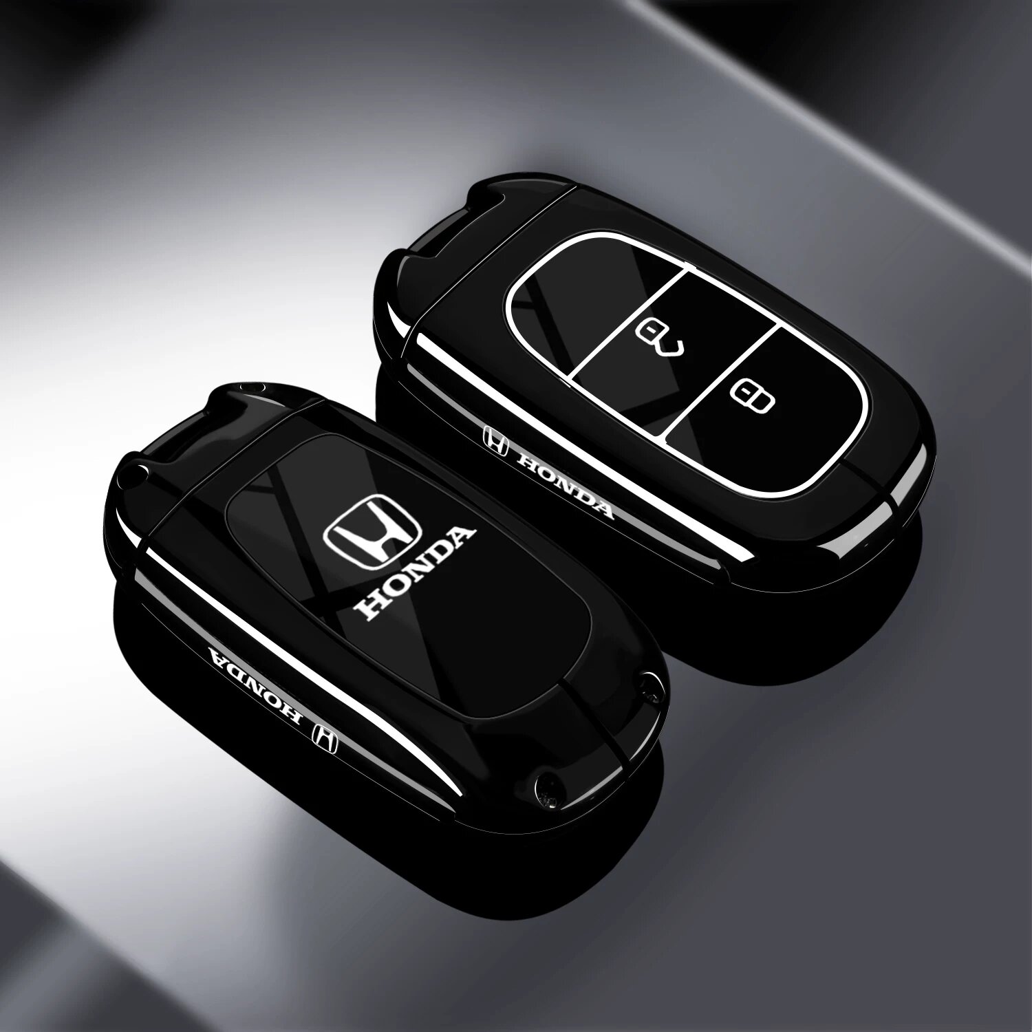 Премиум-металлический чехол для ключей Honda CR-V 2023-2025, стиль C, одиночный корпус, цвет черный воин