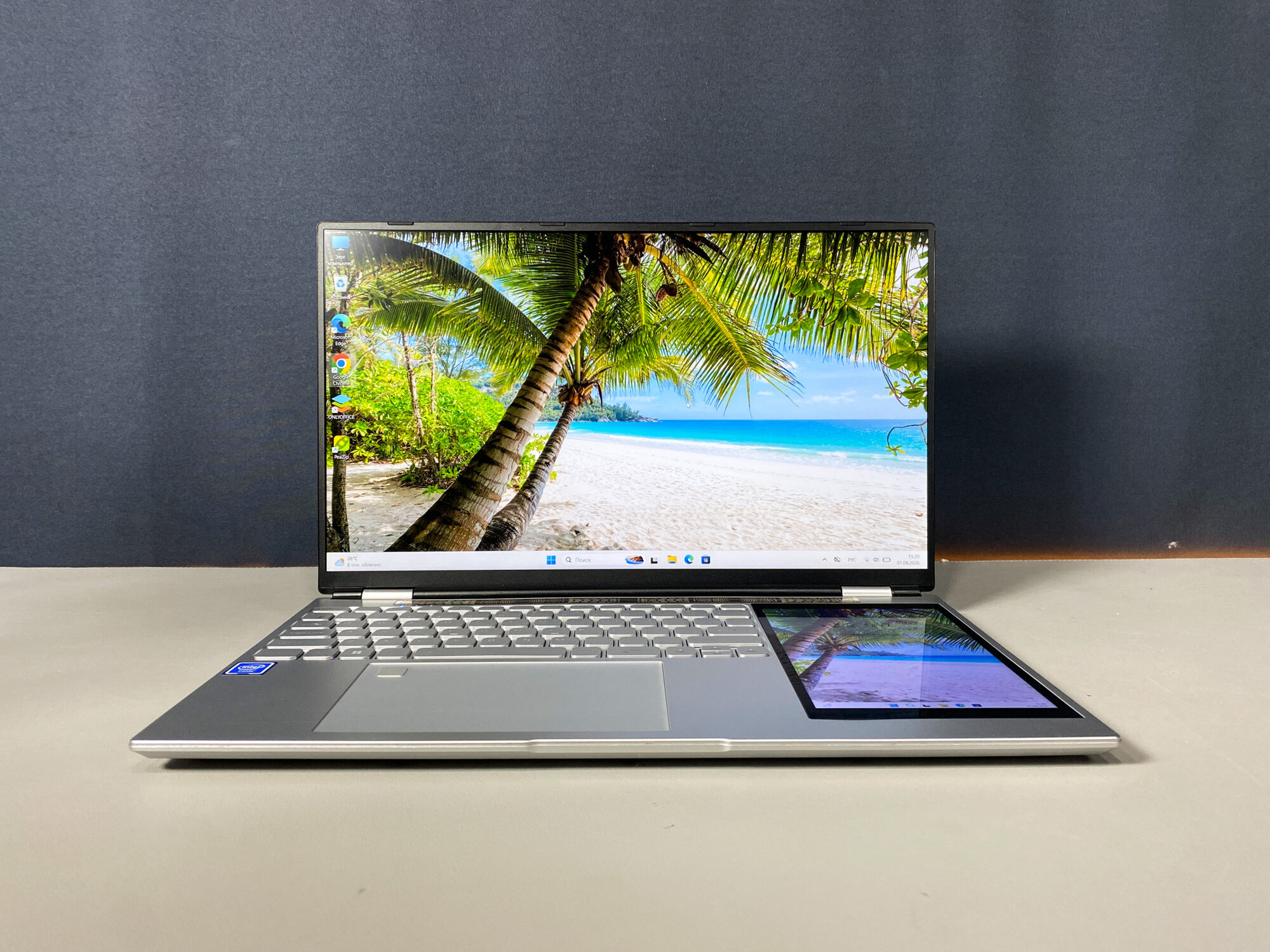 Ноутбук Slixi Notebook 2-экрана 15.6"/Intel N100 4/4*3.40GHz/Intel HD/8Gb/SSD256Gb