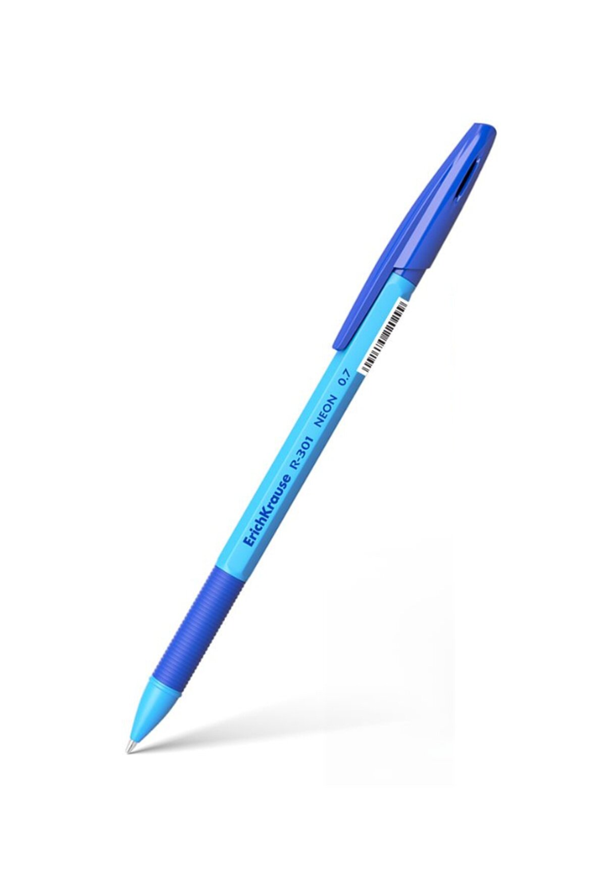 Ручка шариковая ErichKrause STICK&CRIP R-301 синяя 0,7 мм, голубой шестигранный корпус, грип 1 шт
