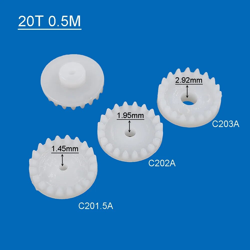 Шестерня корончатая C20T из белого пластика POM, 0.5M, 20 зубьев, внешний диаметр 11 мм, отверстие 1.5/2/2.5/3 мм, детали для DIY-моделей игрушек, C201.5A C202A C202.5A C203A