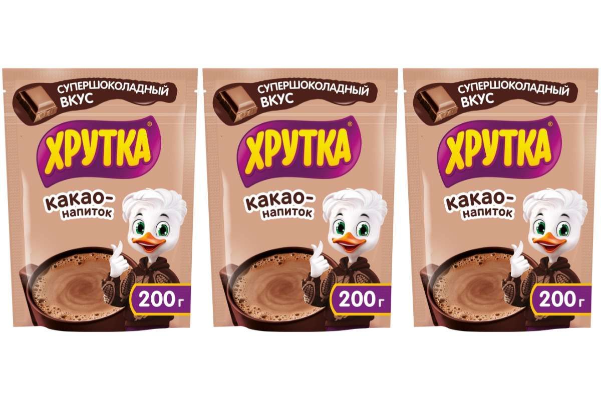 Хрутка СуперШоколад Какао быстрорастворимый, 200 г, 3 шт