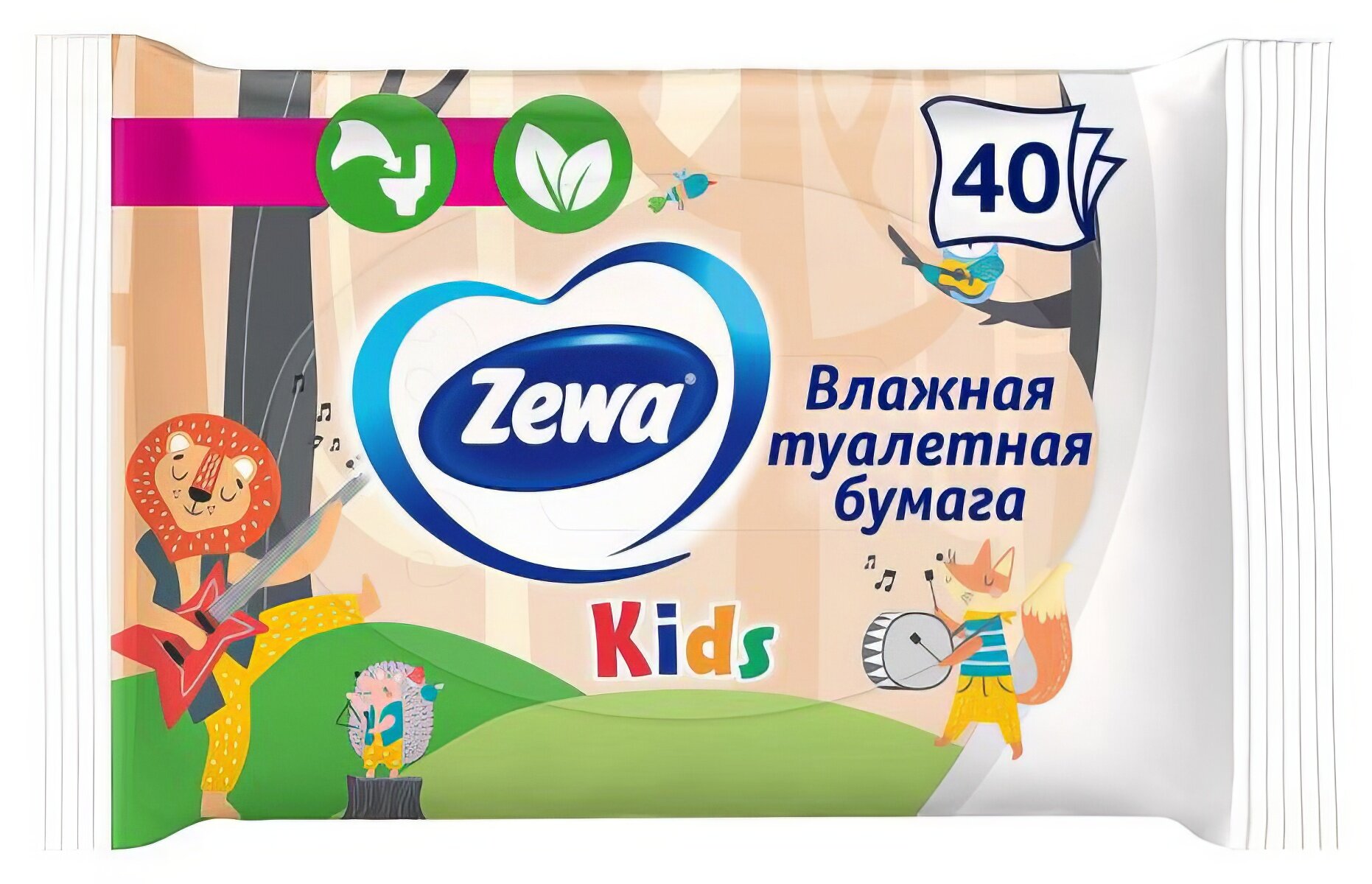 Бумага туалетная Zewa Kids влажная 40шт