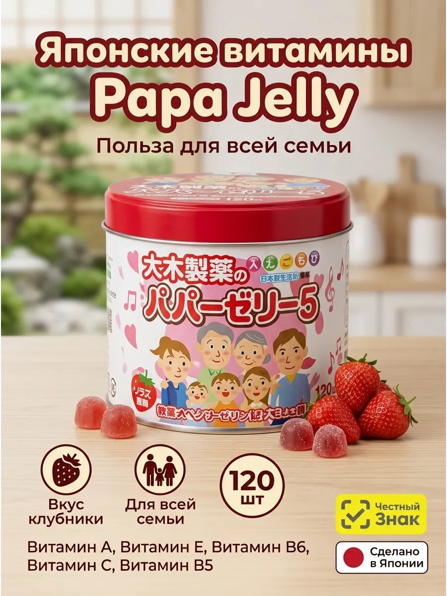 Детские японские витамины Papa Jelly на 120 дней