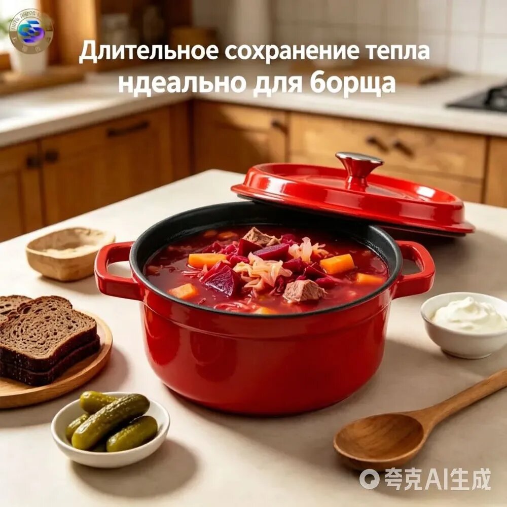 Кастрюля 24 см 4,8 л с крышкой 1 шт чугун