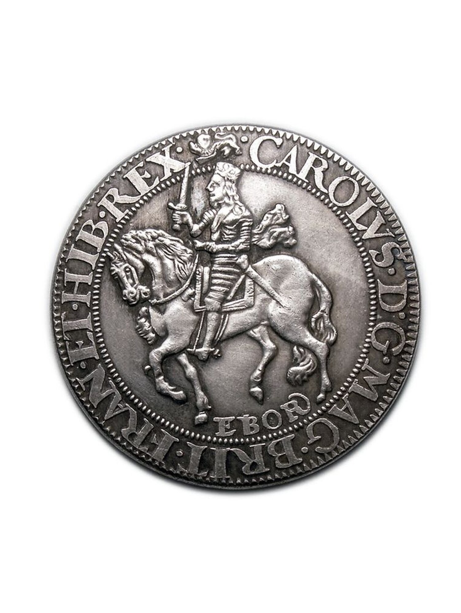 Монета бестмани "1/2 кроны 1643 Карл I", посеребренный металл, Uncirculated, 36x36x2 мм