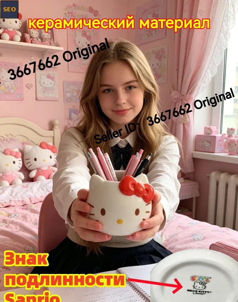 Подставка для канцелярии Hello Kitty из керамики, органайзер для ручек и кистей