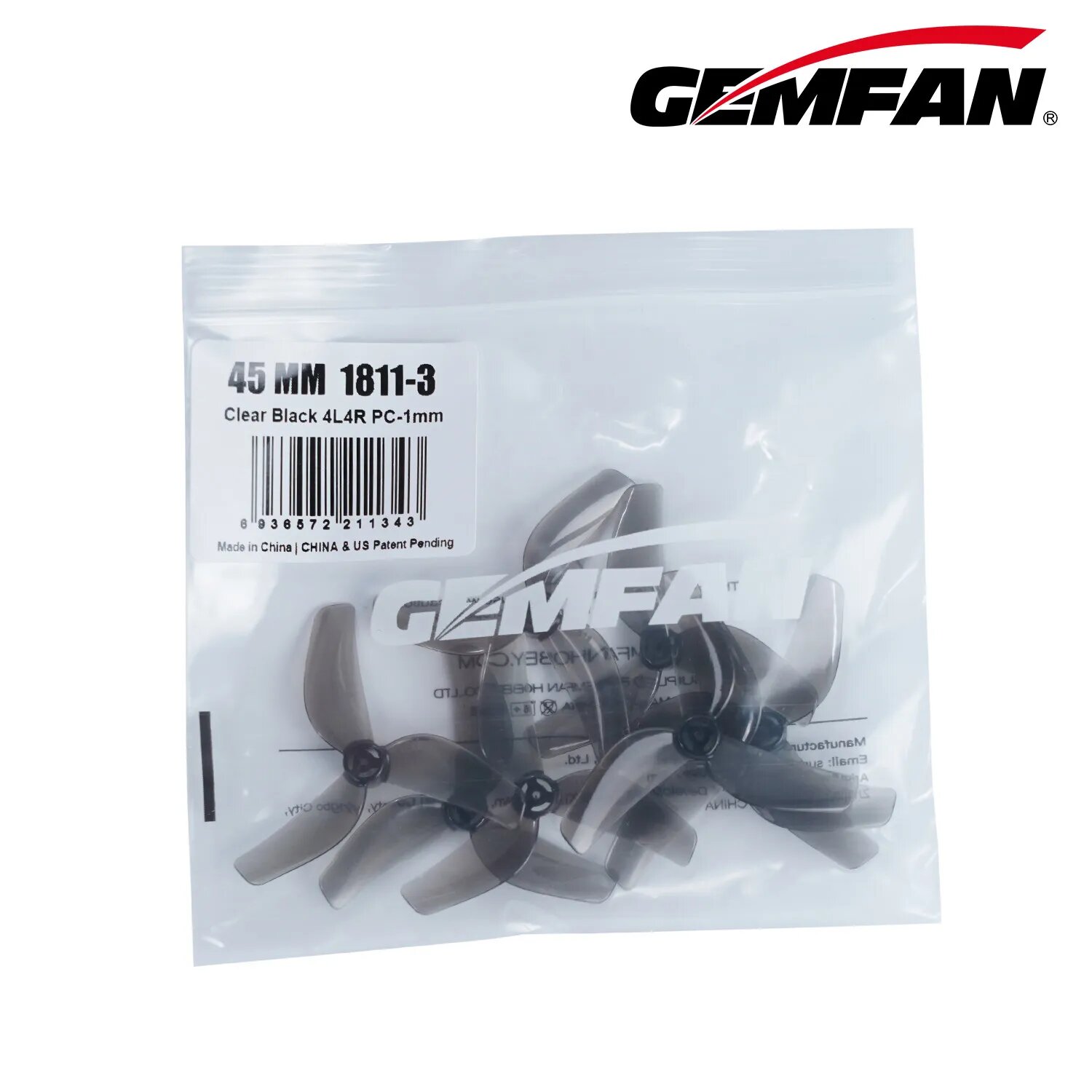 Gemfan 45MM 1811-3 1.5mm Shaft пропеллер неоново-зеленый 8Pairs Gray