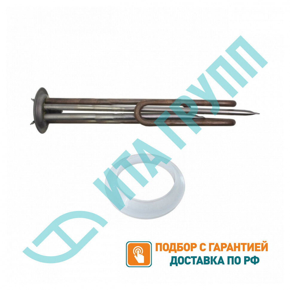 Комплект ТЭН 2кВт (2000Вт) RF для водонагревателя Thermex, Garanterm, Electrolux EWH, Timberk под анод М6, клеммы под винт + прокладка, 10122K1