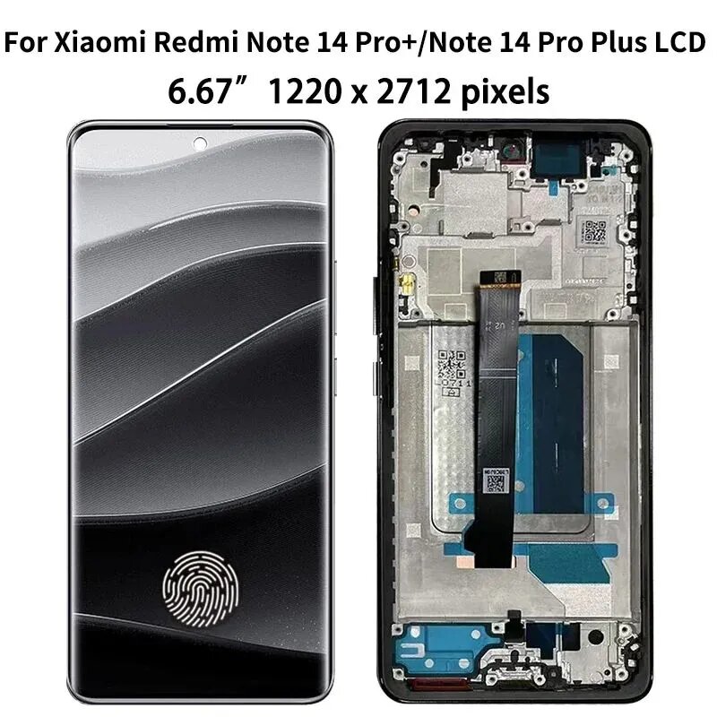 6,67-дюймовый AMOLED-дисплей для Xiaomi Redmi Note 14 Pro+ 5G Global, 24115RA8EG, Xiaomi Redmi Note 14 Pro Plus, ЖК-дисплей с рамкой, сенсорный экран, белый.