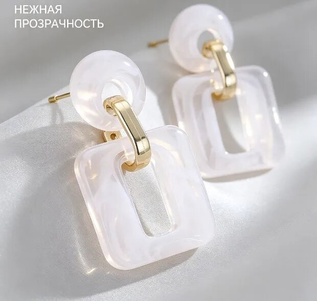 Серьги, белый — фото 1