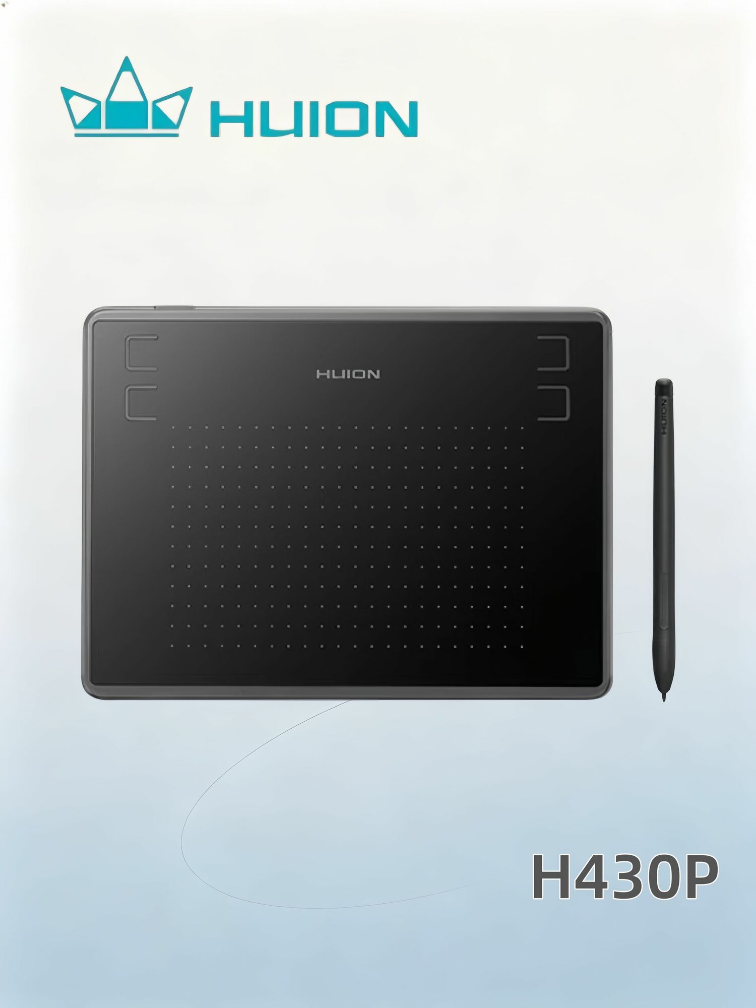 Графический планшет HUION H430P, формат A5, серебристый, светло-синий