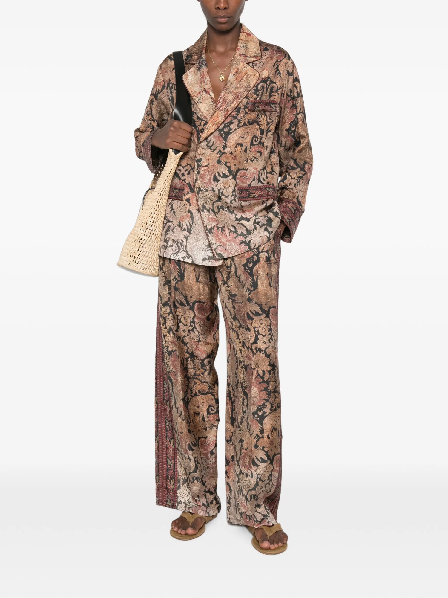 Куртка Pierre-Louis Mascia Graphic-print double-breasted jacket, размер 44, brown — фото 1