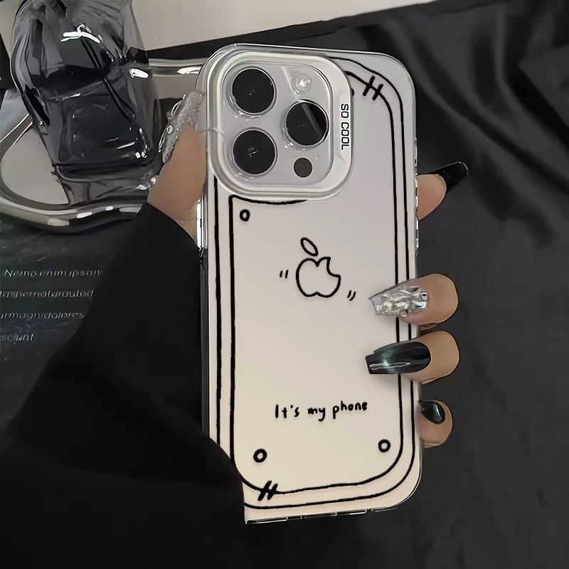 Чехол на Айфон 12 / iPhone 12 белый с принтом линии трассировки яблока, классический ударопрочный антицарапинный чехол